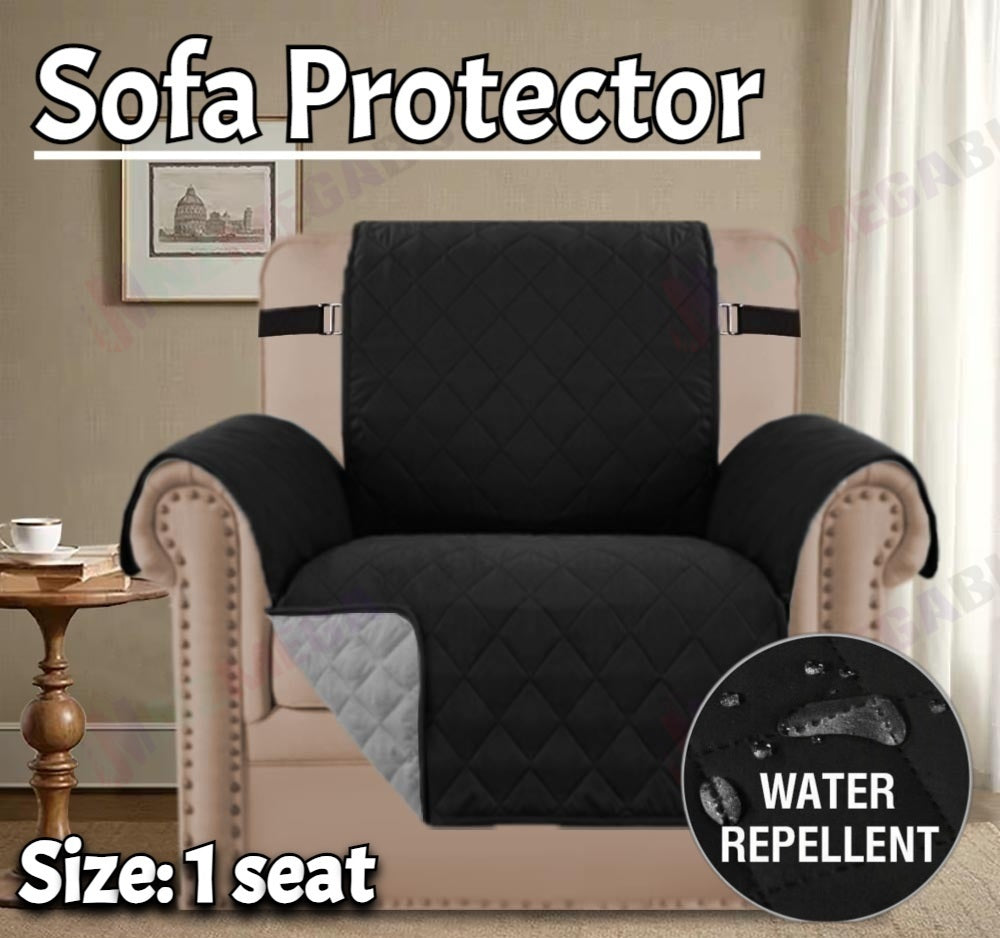 Sofa Covers Quilted Couch Lounge Protector Waterproof ' Black *4 Sizes