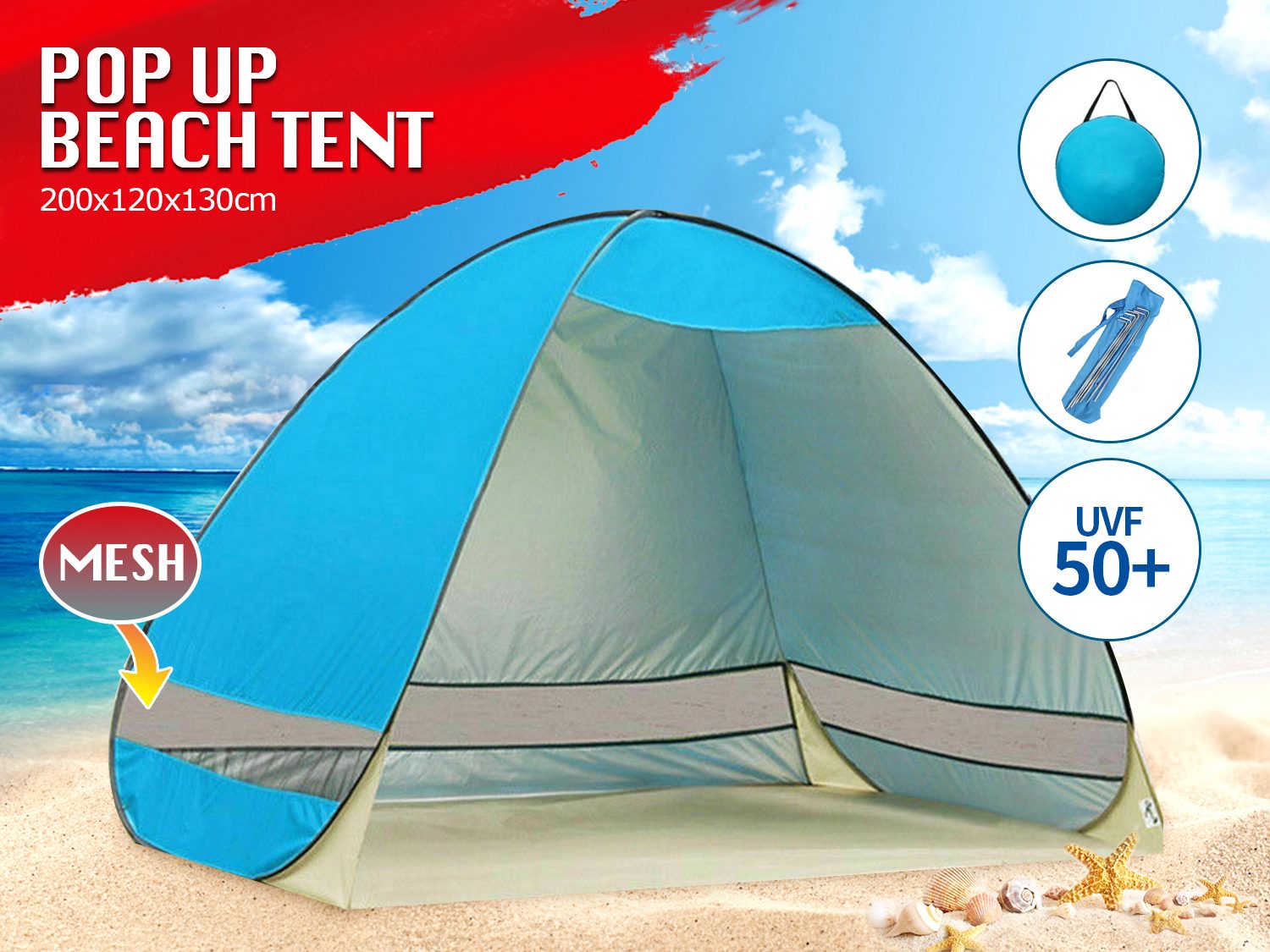 Pop Up Beach Tent Canopy UV Camping Fishing Mesh Sun Shade Shelter 4 P