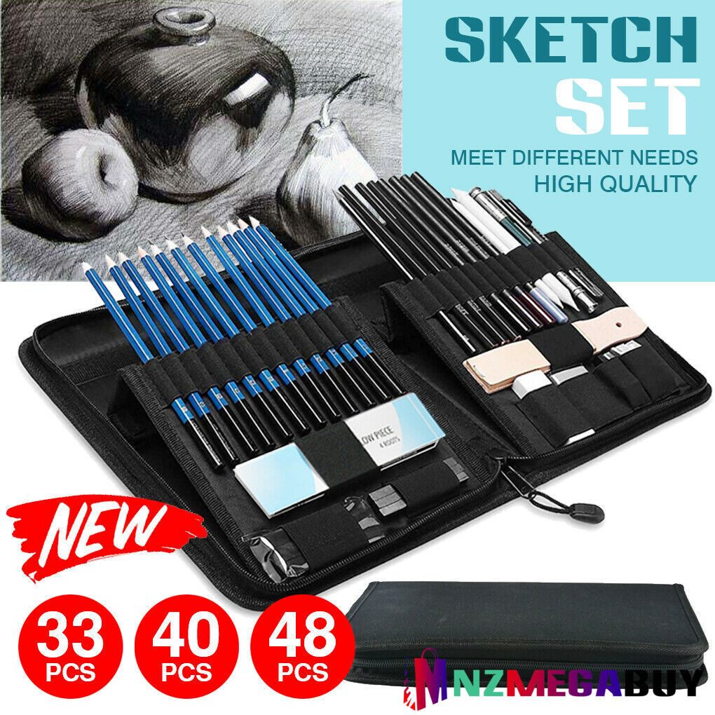 33pcs Drawing Sketch Set Charcoal Pencil Eraser Art Craft Painting Ske