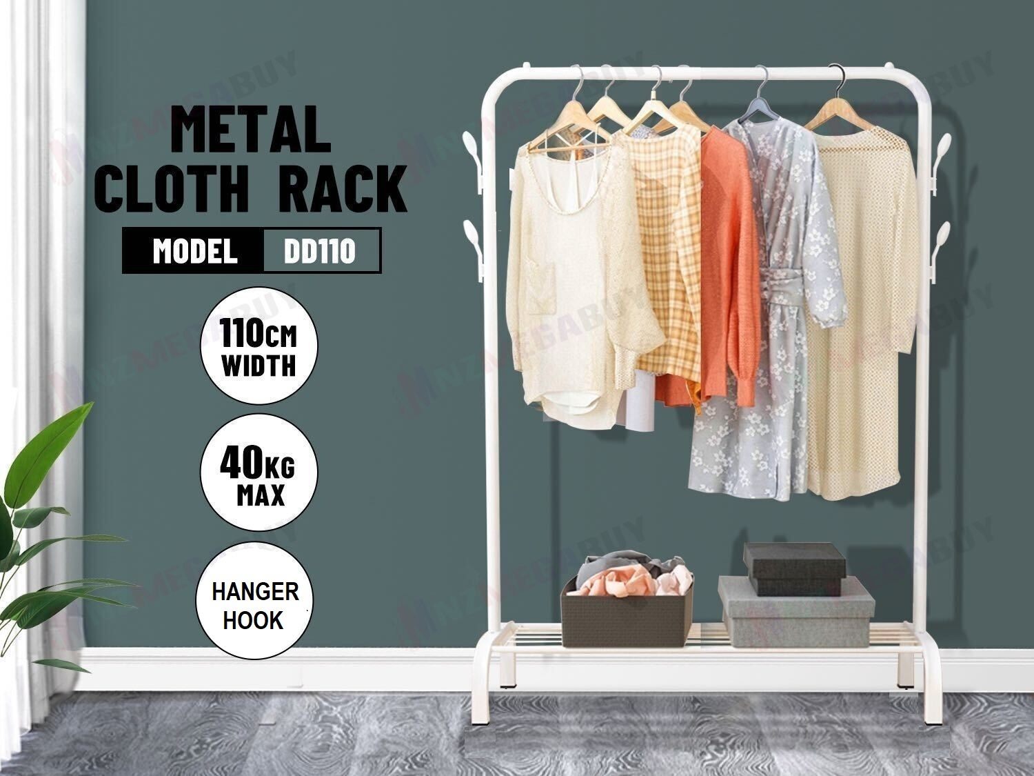 Metal Cloth Rack White