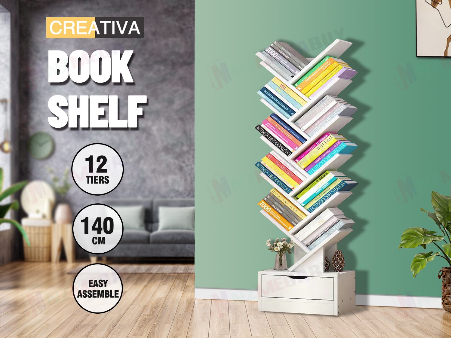 Display Shelf Bookshelf 12 -Shelf Tree Book Storage Rack Bookcase * Bo